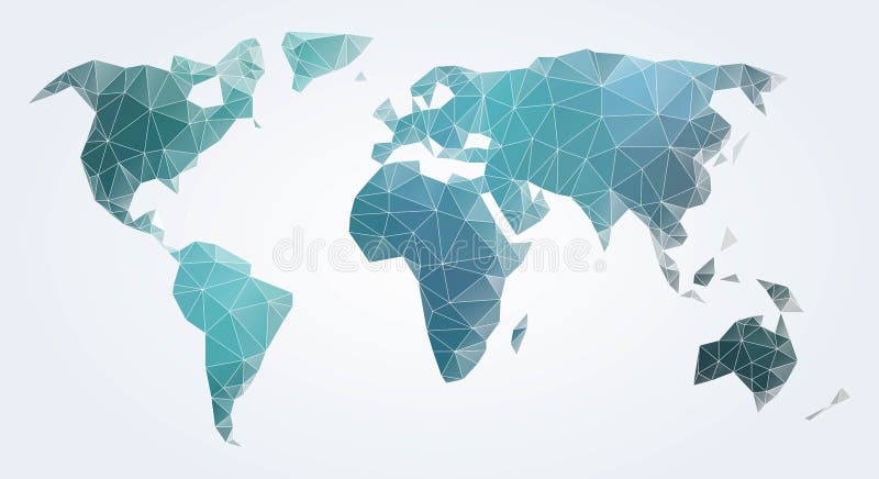 Polygonal world map stock illustration. Illustration of globe - 117816082