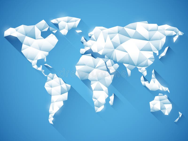 Polygonal World Map stock vector. Illustration of travel - 91614931