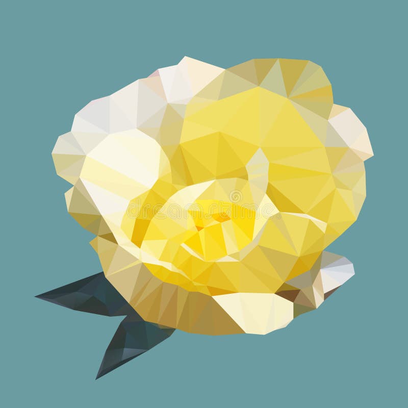 Polygonal Yellow Rose, Polygon Geometric Flower, Isolated, Vector Stock ...