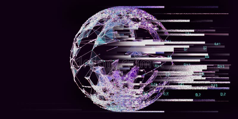 Polygonaly Artificial Intelligence Spherical Grid with Data. Analytics ...