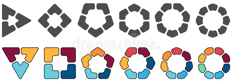 Polygons Divided into Equal Parts, Empty Space in Middle Slightly ...