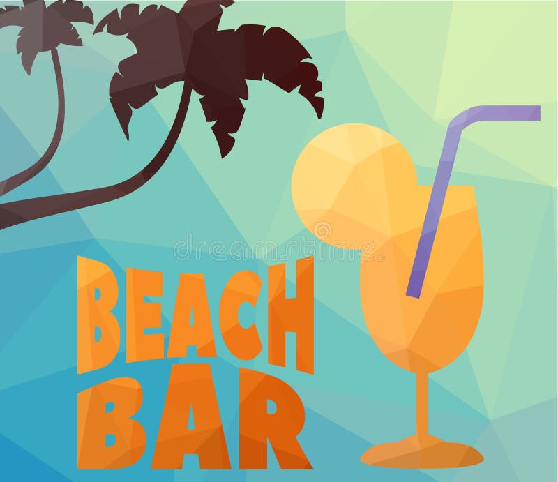 Polygons Vector Design Tropical Cocktail Palm Trees Stock Illustrations