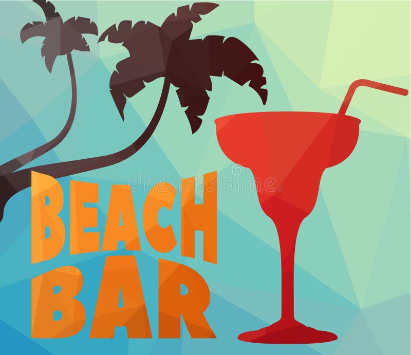 Polygons Vector Design Tropical Cocktail Palm Trees Stock Illustrations ...