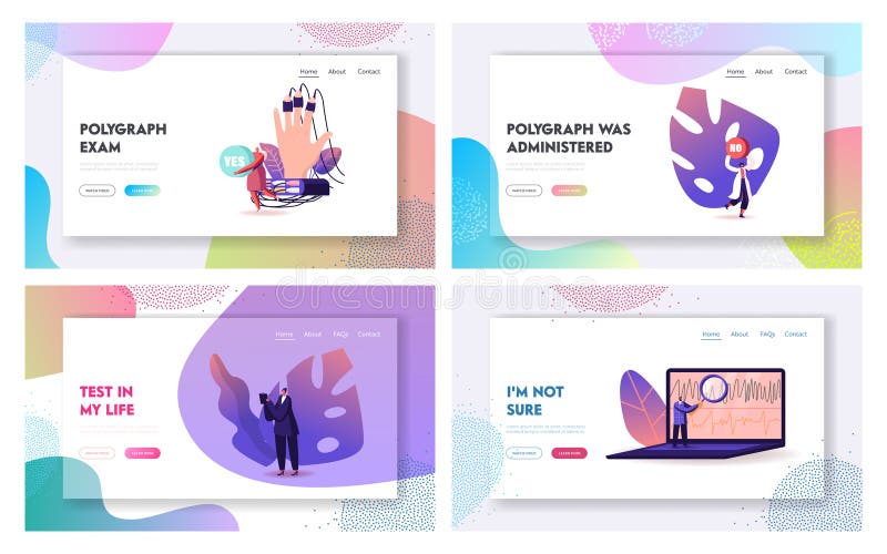Polygraph Test Landing Page Template Set. Tiny Characters at Computer ... Polygraph Test Landing Page Template Set. Tiny Characters at Computer ...