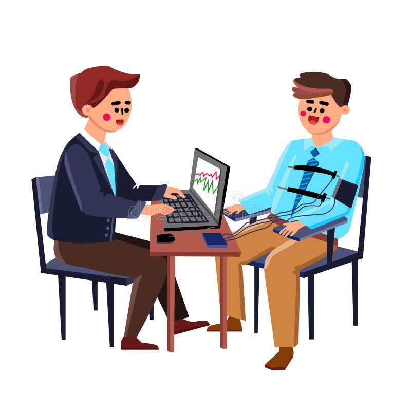 Polygraph Test Passing Young Man in Office Vector Stock Vector ...