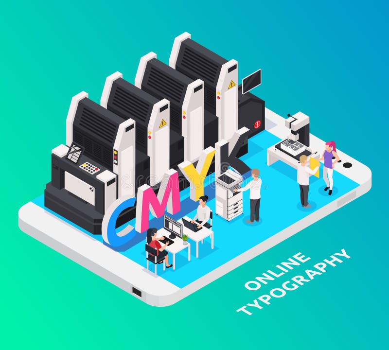 Polygraphy Industry Concept Stock Vector - Illustration of online ...