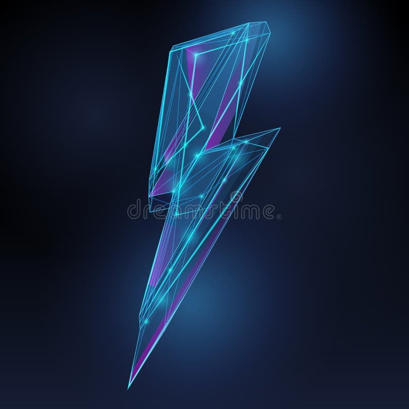 Polyhedral Blue Translucent Shining Lightning Stock Illustration ...