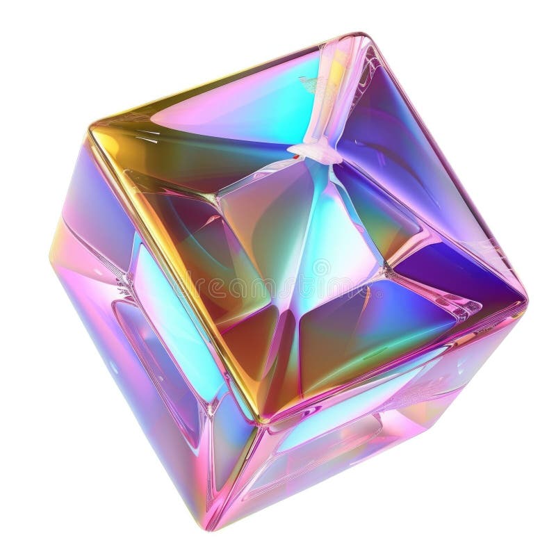 Polyhedron with a Translucent, Iridescent Surface Stock Image - Image ...