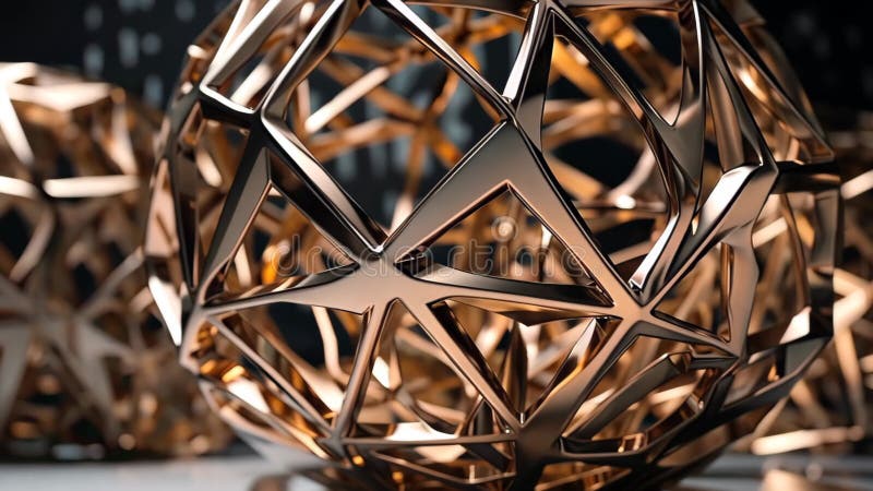 Polyhedrons Metallic Hues 3D Geometric Shape Background, Casting ...