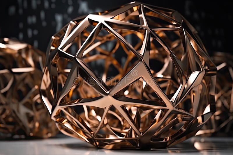 Polyhedrons Metallic Hues 3D Geometric Shape Background, Casting ...