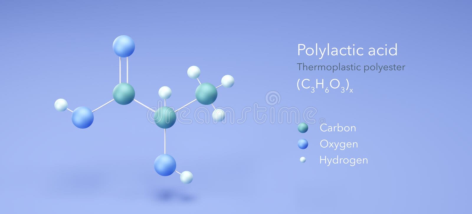 Polylactic Acid Molecule, Thermoplastic Polyester, Molecular Structure ...