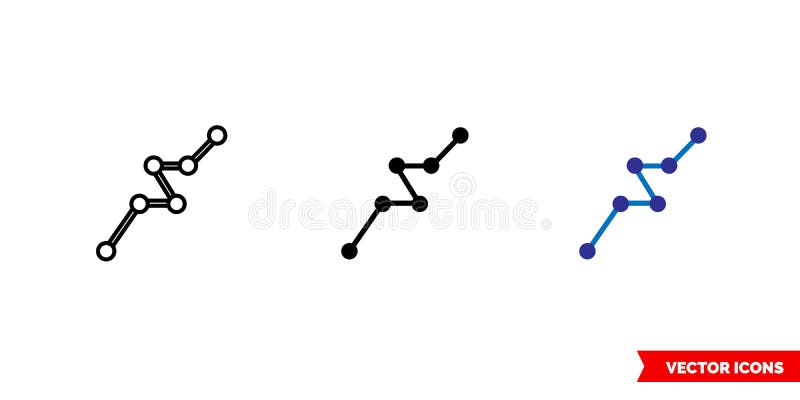 Polyline Icon of 3 Types Color, Black and White, Outline. Isolated ...