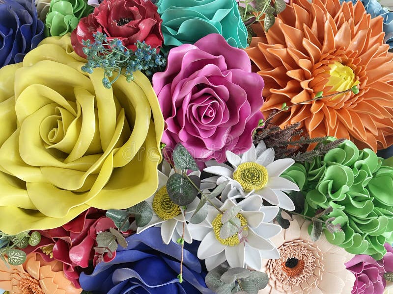 Polymer Clay Decorative Flowers Bouquet Background Stock Photo - Image ...