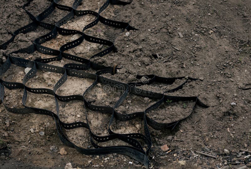 Polymer Geogrid for Filled with Soil Stock Photo - Image of safety ...