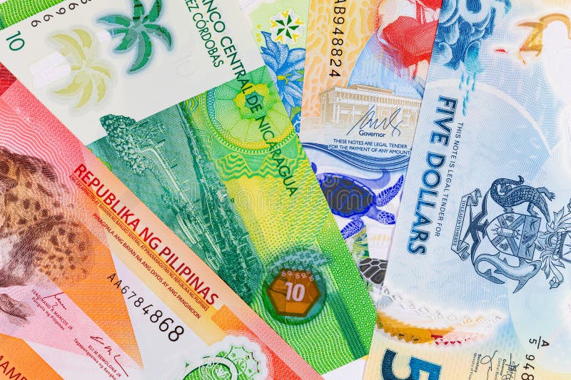 Polymer Money from Different Countries of the World Stock Image - Image ...