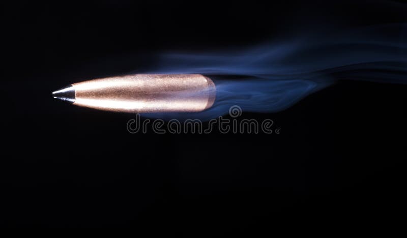 Polymer Tipped Bullet and Smoke Stock Image - Image of grey, flying ...