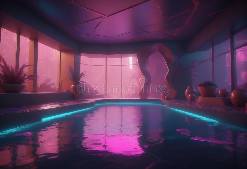 Polymorph Interior Design in Cinematic Lighting Stock Illustration ...