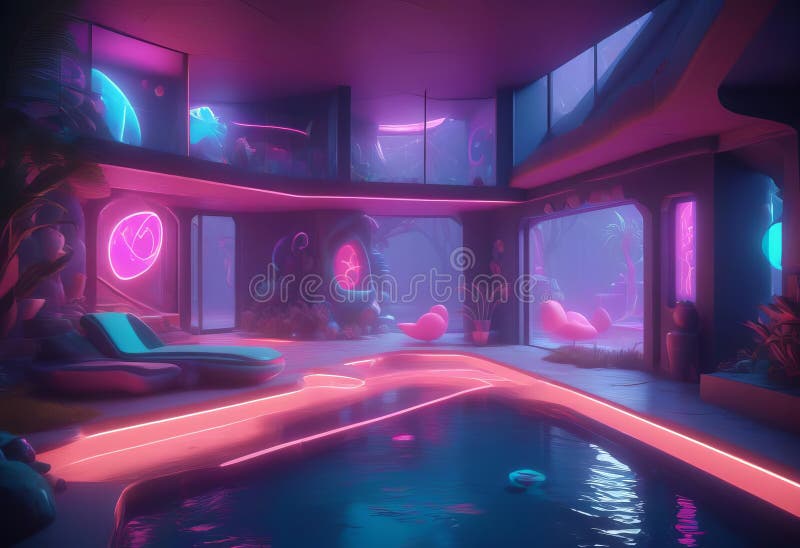 Polymorph Interior Design in Cinematic Lighting Stock Illustration ...