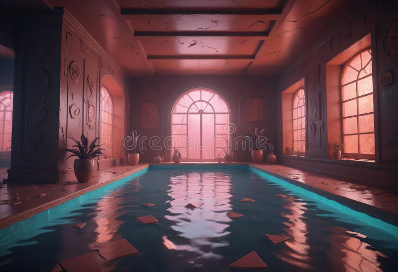 Polymorph Interior Design in Cinematic Lighting Stock Illustration ...