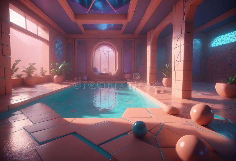 Polymorph Interior Design in Cinematic Lighting Stock Illustration ...