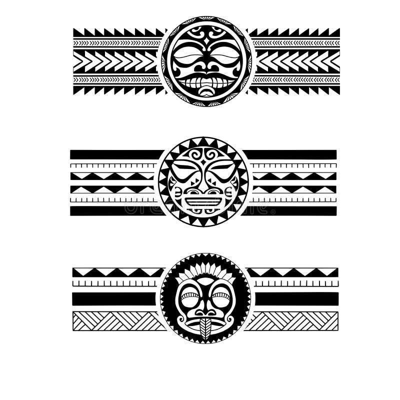 Polynesian Armband Tattoo Stencil. Pattern Samoan. Black and White ...