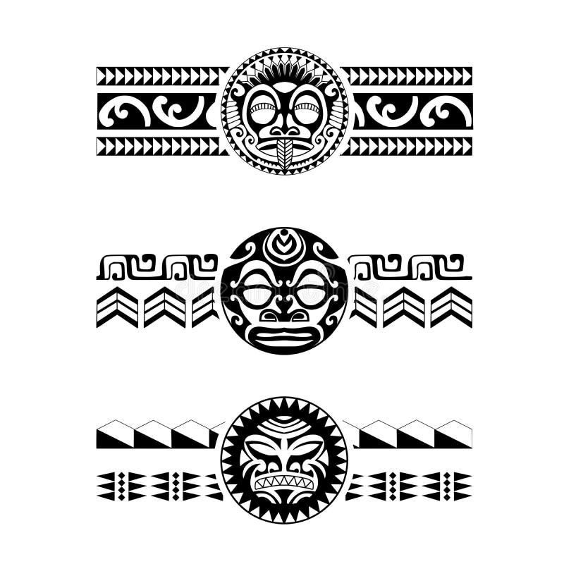 Polynesian Armband Tattoo Stencil Set. Pattern Samoan. Black and White ...