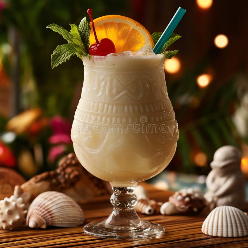Polynesian Cocktail Delight Stock Illustration - Illustration of glass ...