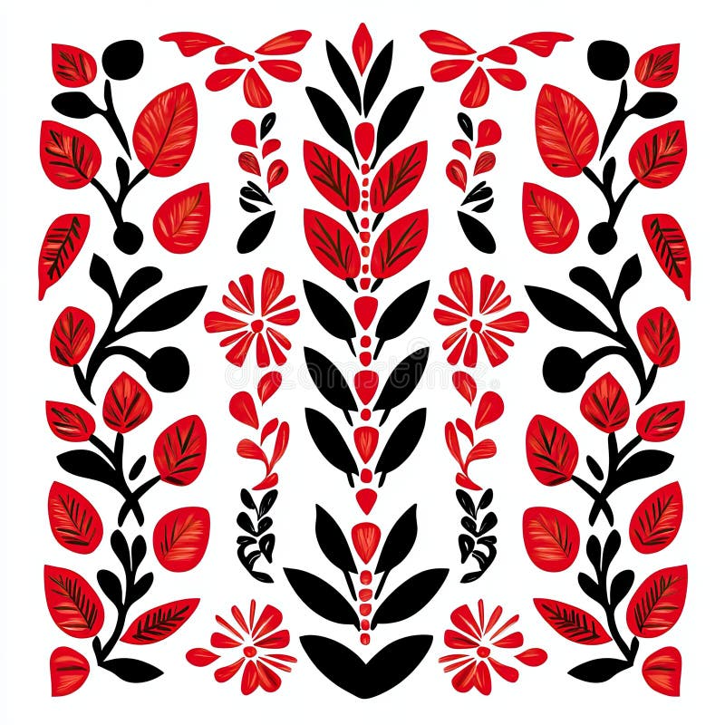 Polynesian Floral Pattern Creating a Captivating Design with Red and ...