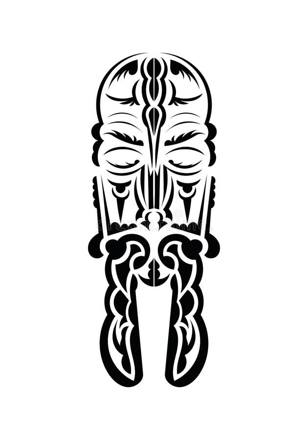 Polynesian Style Face. Tattoo Patterns. Isolated on White Background ...