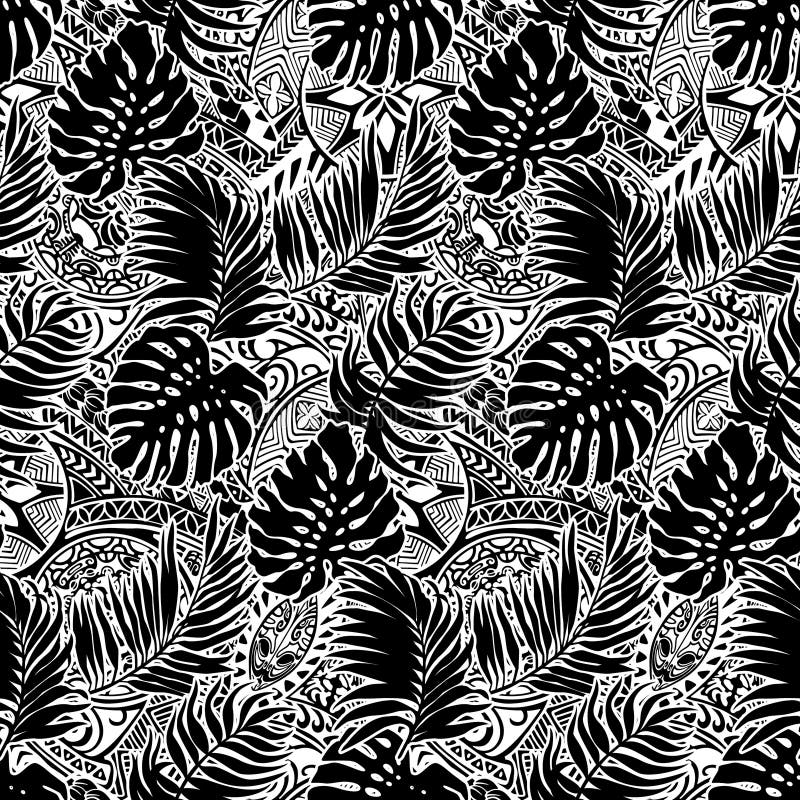 Polynesian Style with Leaves and Tribal Background Stock Vector ...