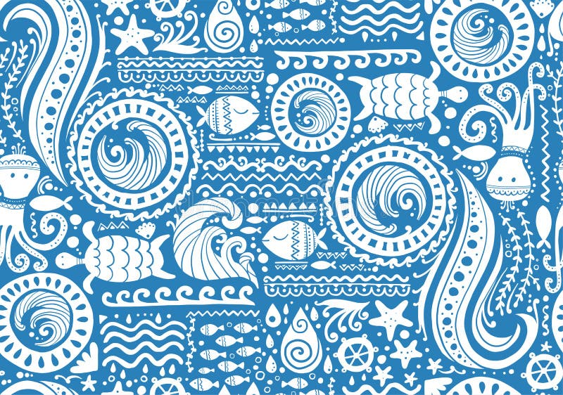 Polynesian Style Marine Background, Tribal Seamless Pattern for Your ...