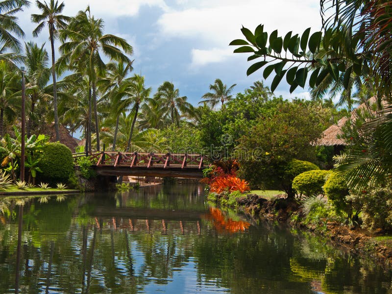 Polynesische Siedlung. Hawaii Stockfoto - Bild von sonne, schönheit ...