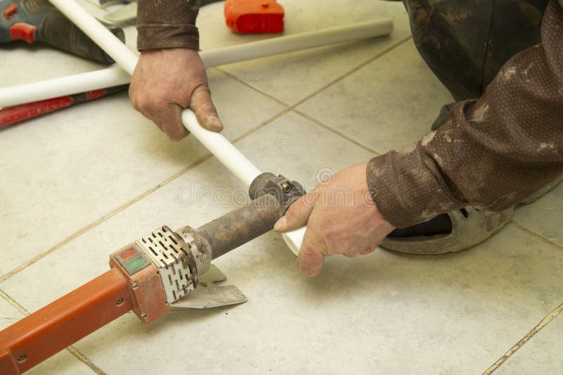 Polypropylene Pipes. Installation of Polypropylene Pipes at Home Stock ...