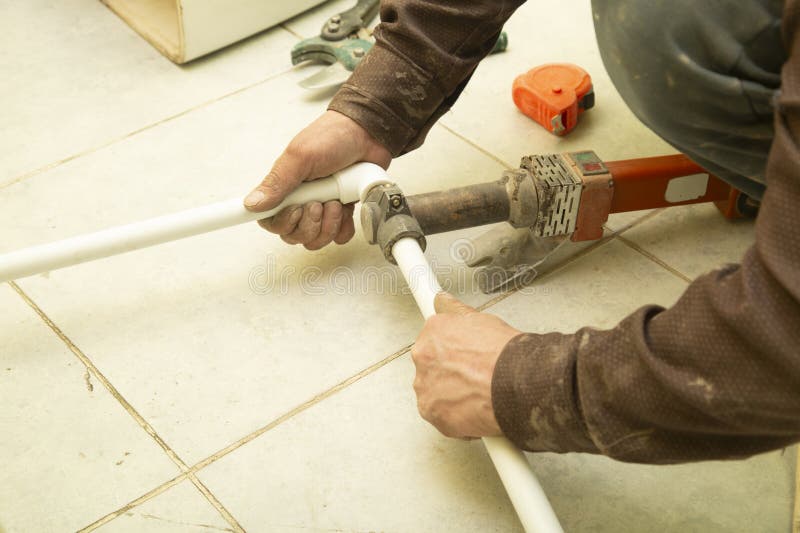 Polypropylene Pipes. Installation of Polypropylene Pipes at Home Stock ...