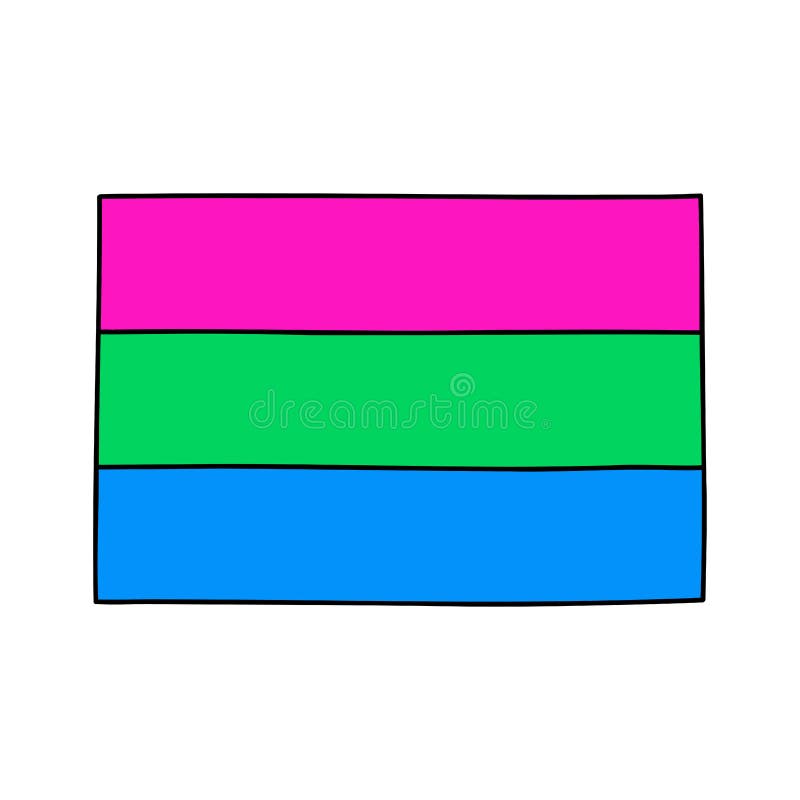 Polysexual Pride Flag Doodle Icon Vector Color Line Illustration Stock