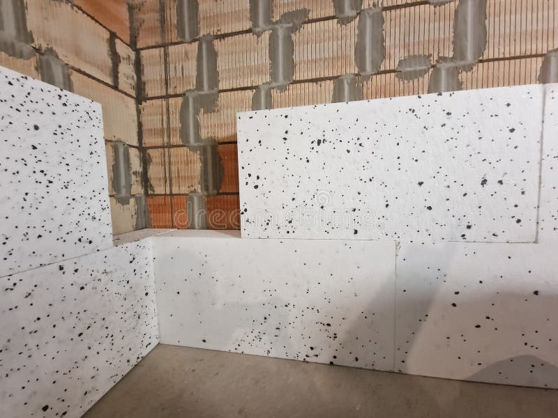 Polystyrene Blocks for Passive House Under Construction Stock Photo ...