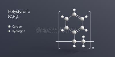 Polystyrene Molecule 3d Rendering, Flat Molecular Structure with ...