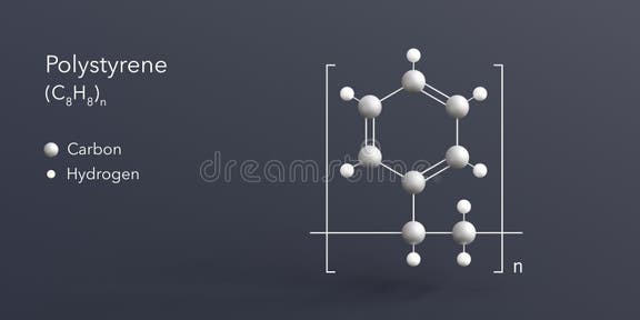 Polystyrene Molecule 3d Rendering, Flat Molecular Structure with ...
