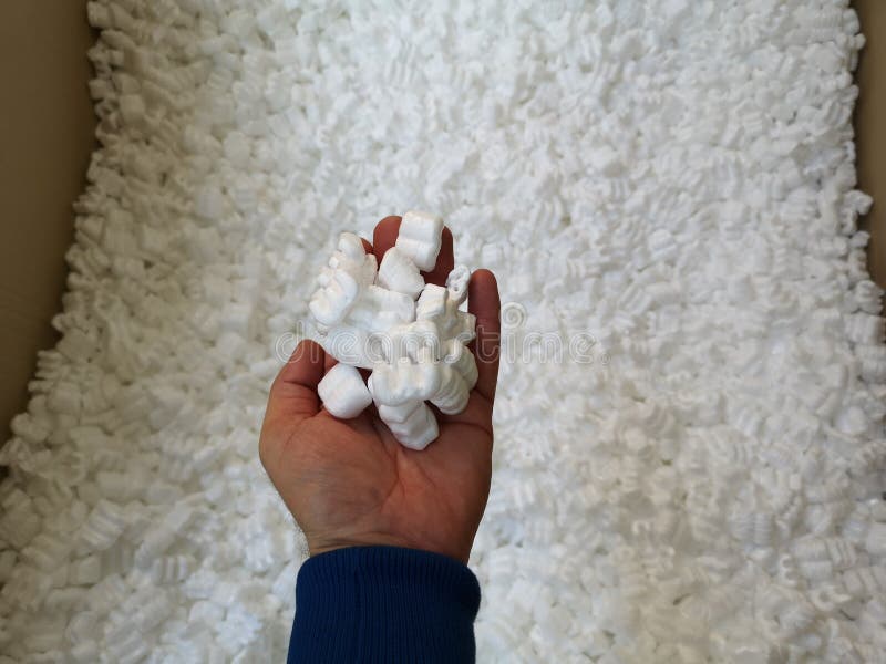 Polystyrene from Packaging in the Hand Stock Image - Image of cardboard ...