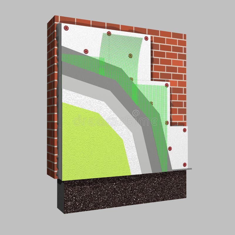 Polystyrene Wall Insulation 3d Scheme Stock Illustration - Illustration ...