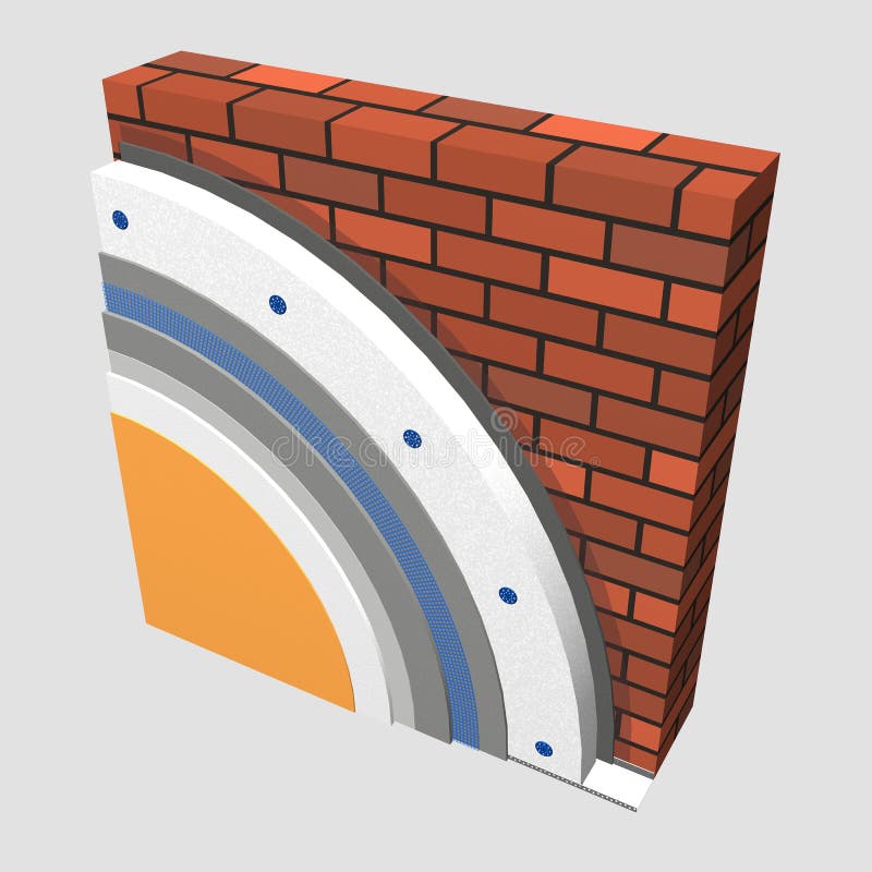 Polystyrene Wall Insulation 3d Scheme Stock Illustration - Illustration ...