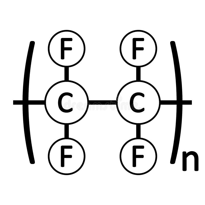 Teflon Molecule. Chemical Reaction of Polymerization Stock Vector ...