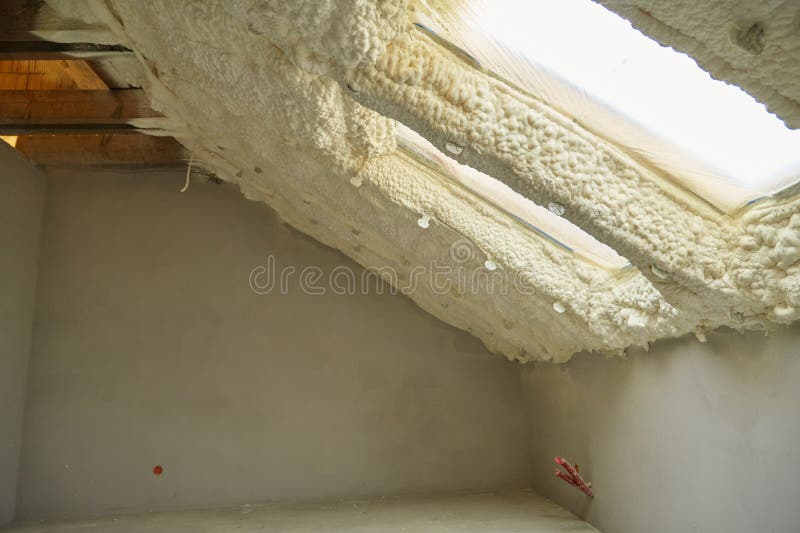 Polyurea Spraying, Foam Coating Insulation of Roof Stock Image - Image ...