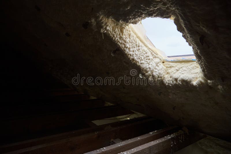 Polyurea Spraying, Foam Coating Insulation of Roof Stock Photo - Image ...