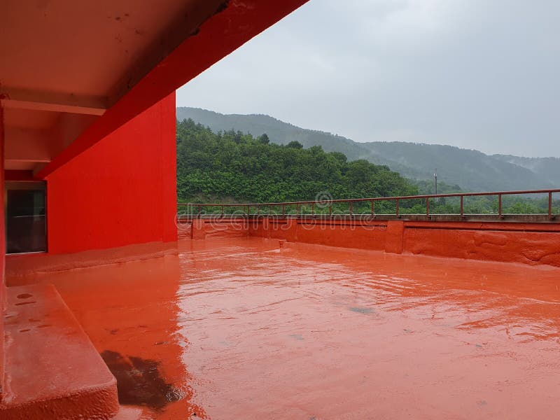 Polyurethane Foam Rooftop Waterproofing Stock Photo - Image of ...