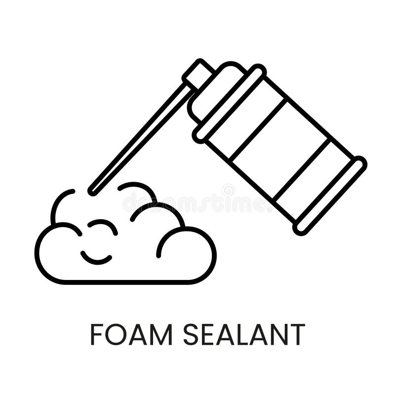 Polyurethane Foam is Sprayed from a Can Vector Line Icon with Editable ...
