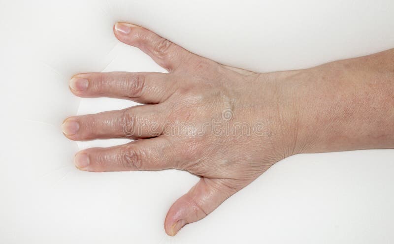 Polyurethane Foam is White.the Hand Presses on the Memory Foam ...