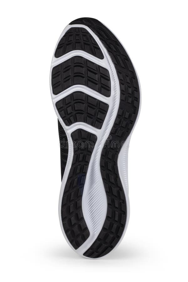 The Polyurethane Sole of the Shoe is Black with White Stripes Stock ...
