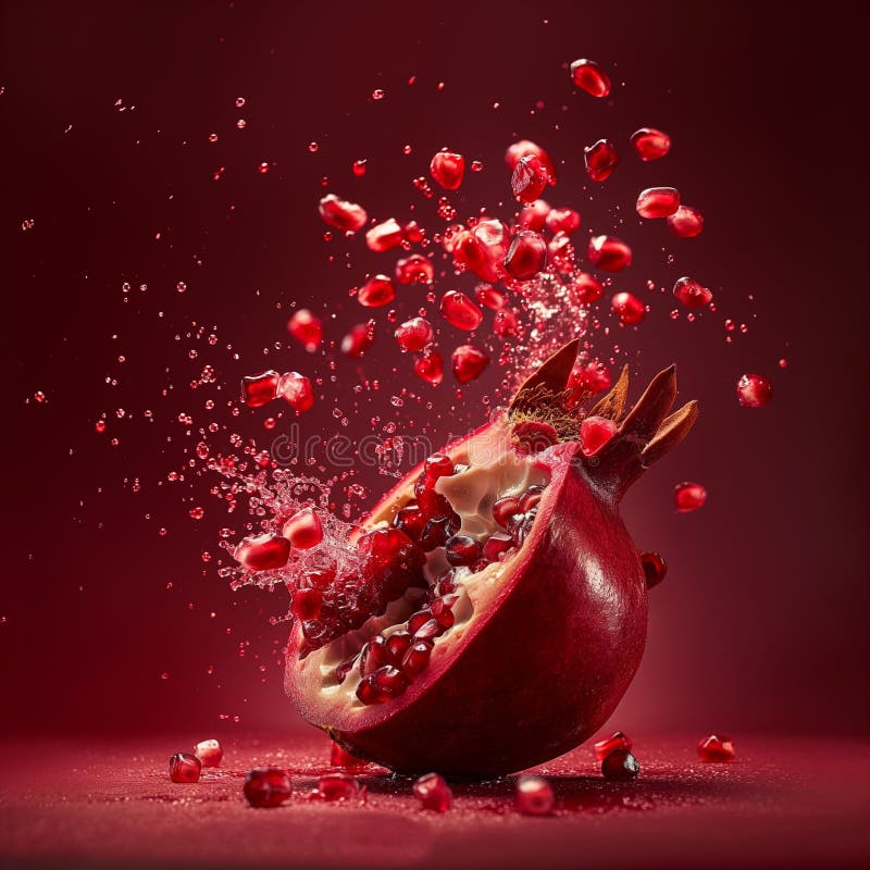Pomegranate Bursting with Juicy Red Seeds Stock Illustration ...