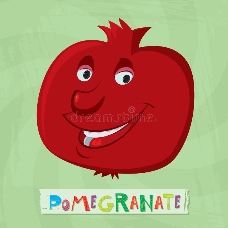 Funny Pomegranate Fruit Cartoon Illustration Stock Vector ...